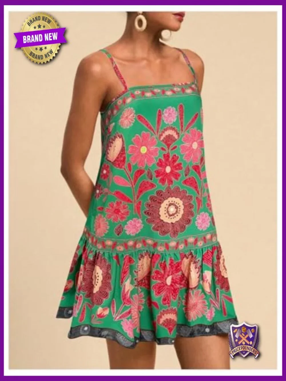 Dresses | Flowy Mini Cami Dress With Floral Print And Ruffle Hem Square ...